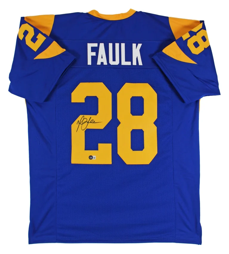 Rams Marshall Faulk Authentic Signed Blue Jersey Autographed BAS ...