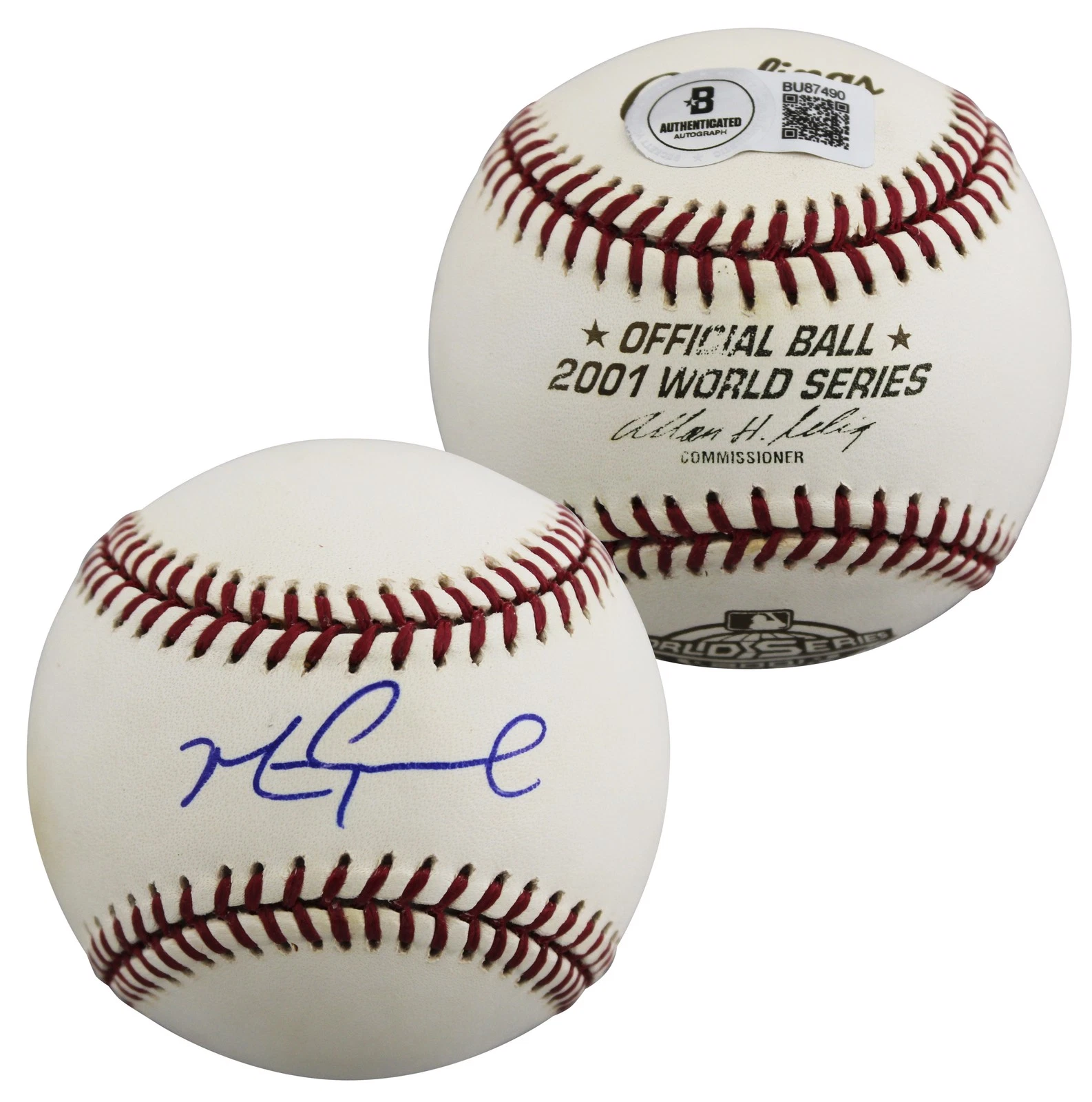 D-Backs Mark Grace Authentic Signed 2001 WS Logo OML Baseball BAS # ...