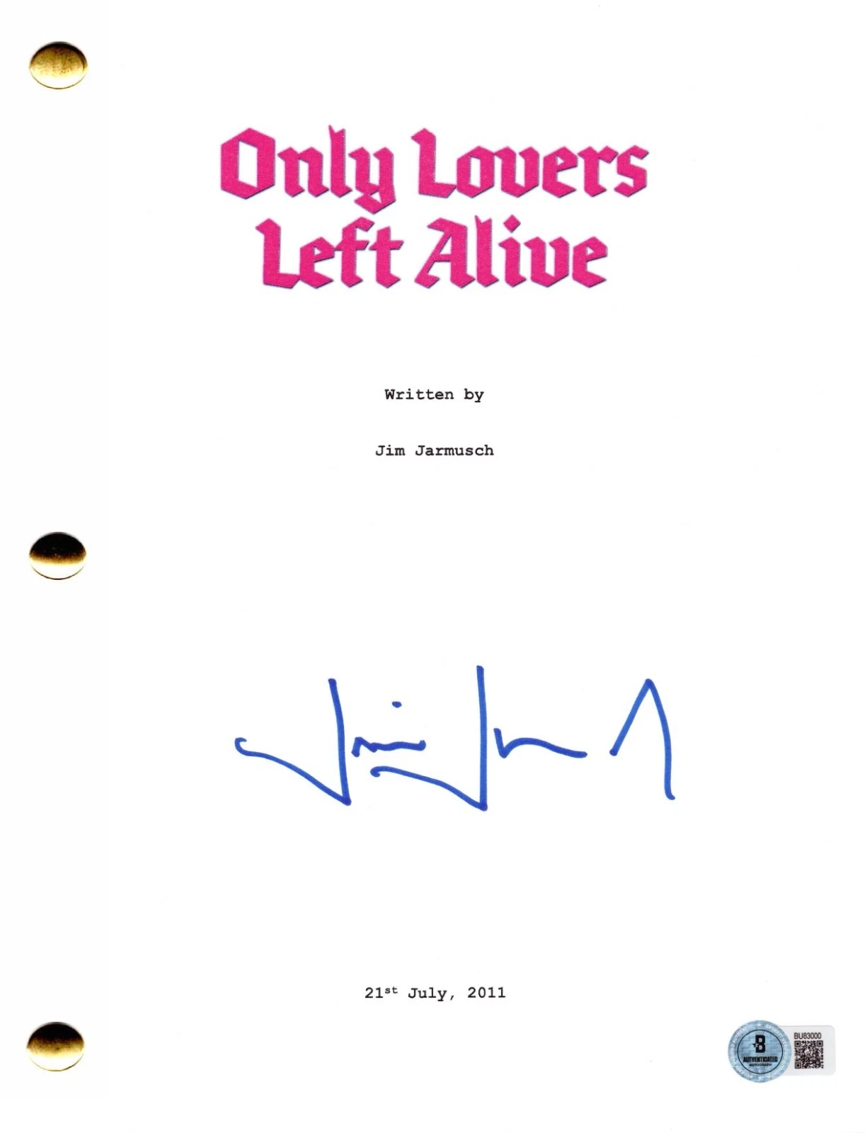 Jim Jarmusch Signed Only Lovers Left Alive Full Script Autograph ...