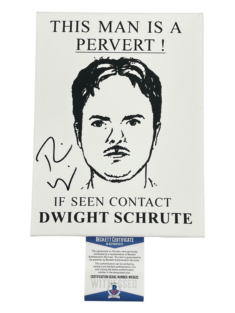 RAINN WILSON SIGNED DWIGHT SCHRUTE CANVAS THE OFFICE AUTOGRAPH BECKETT ...