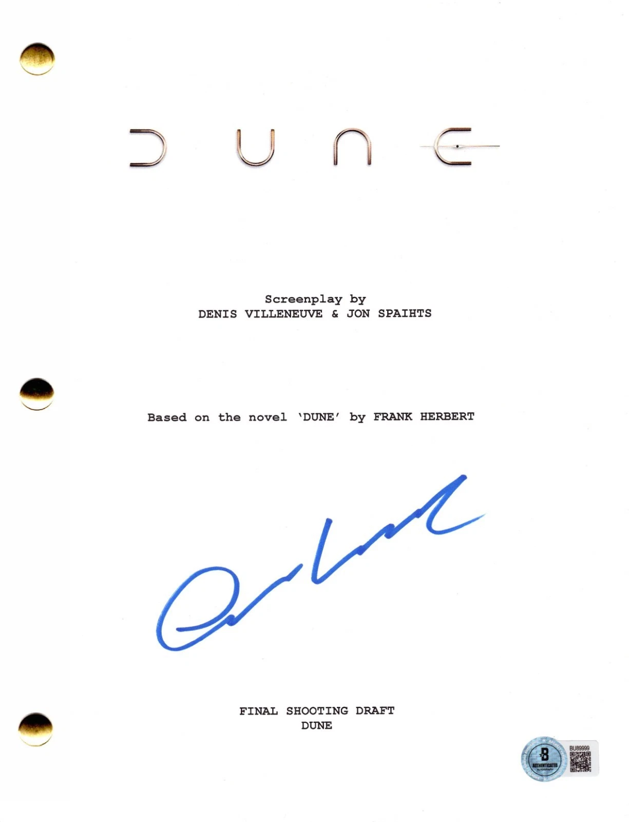 Oscar Isaac Signed Dune Full Script Authentic Autograph Beckett ...