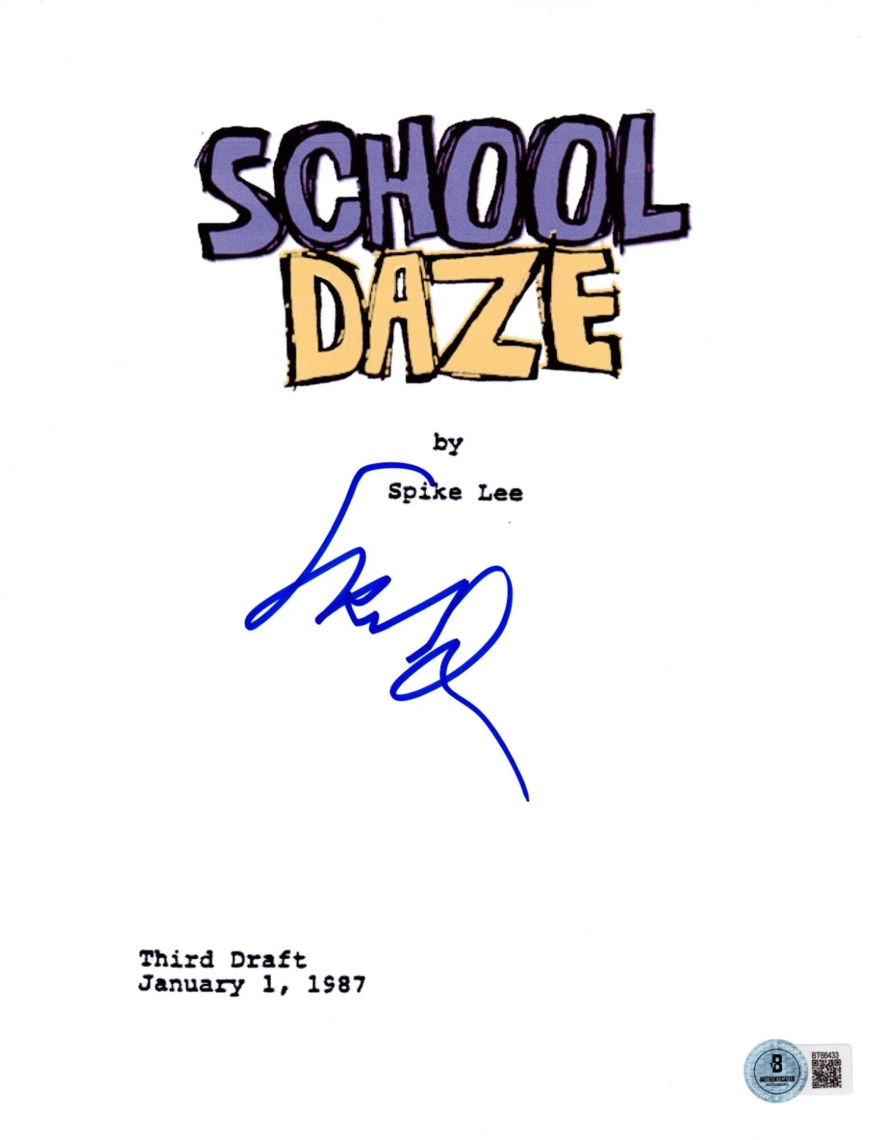 Spike Lee Signed Signed School Daze Full Script Authentic Autograph ...