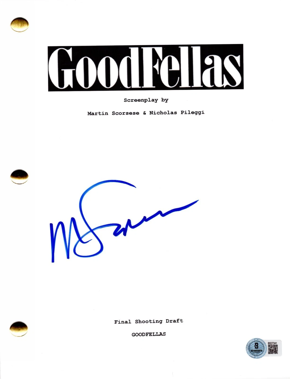 Martin Scorsese Signed Goodfellas Full Script Authentic Autograph ...