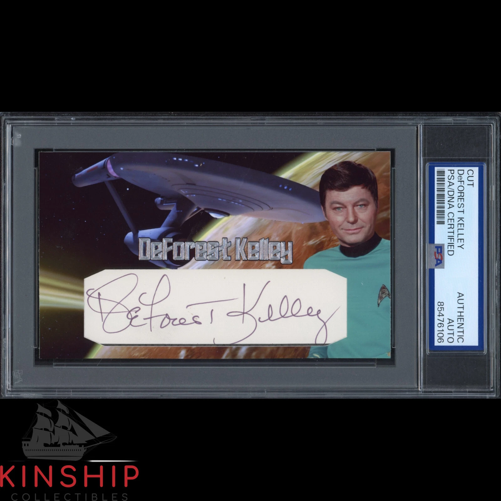 DeForest Kelley signed Cut 3x5 Custom Card PSA DNA Slab Star Trek Auto ...