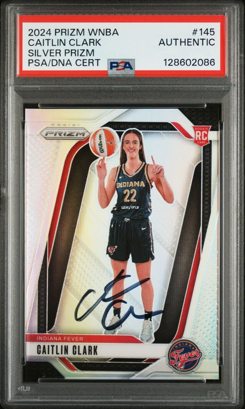 CAITLIN CLARK SIGNED 2024 PANINI PRIZM SILVER #145 ROOKIE CARD FEVER RC ...