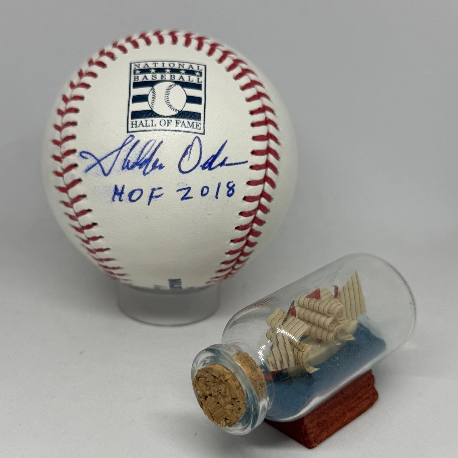 Sheldon Ocker signed Rawlings HOF Logo Baseball JSA COA BBWAA Spink ...