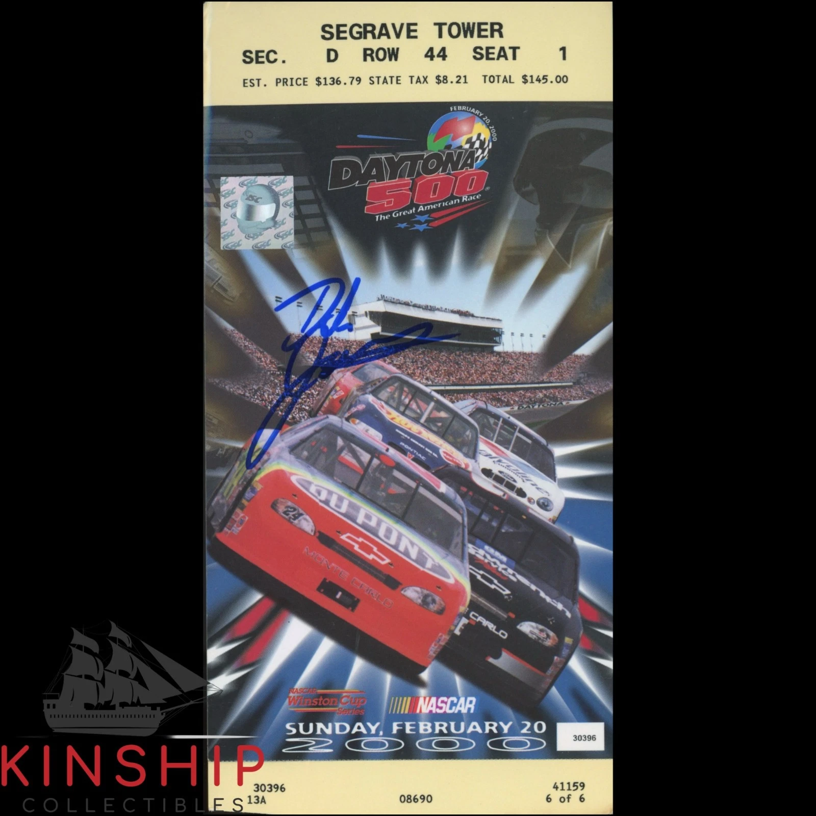 Dale Jarrett signed 2000 Daytona 500 Ticket JSA COA NASCAR Auto Z2392 ...