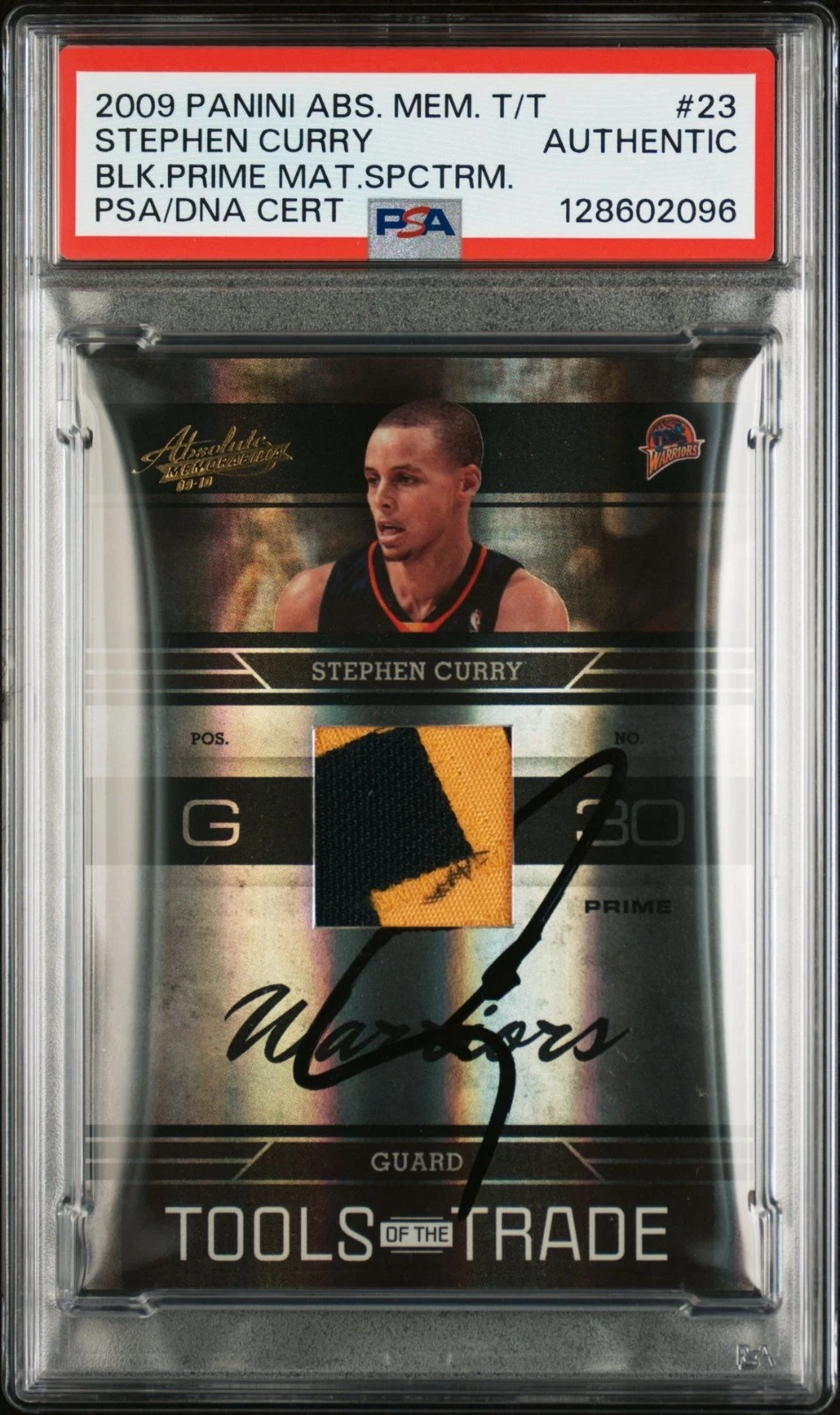 STEPHEN CURRY SIGNED 2009 ABSOLUTE BLACK PRIME MATERIAL RC /25 ROOKIE ...