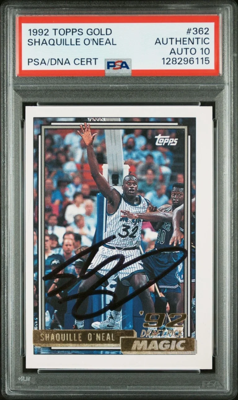 Shaquille O'Neal Signed 1992 Topps Gold Rookie Card RC #362 PSA GEM 10 ...