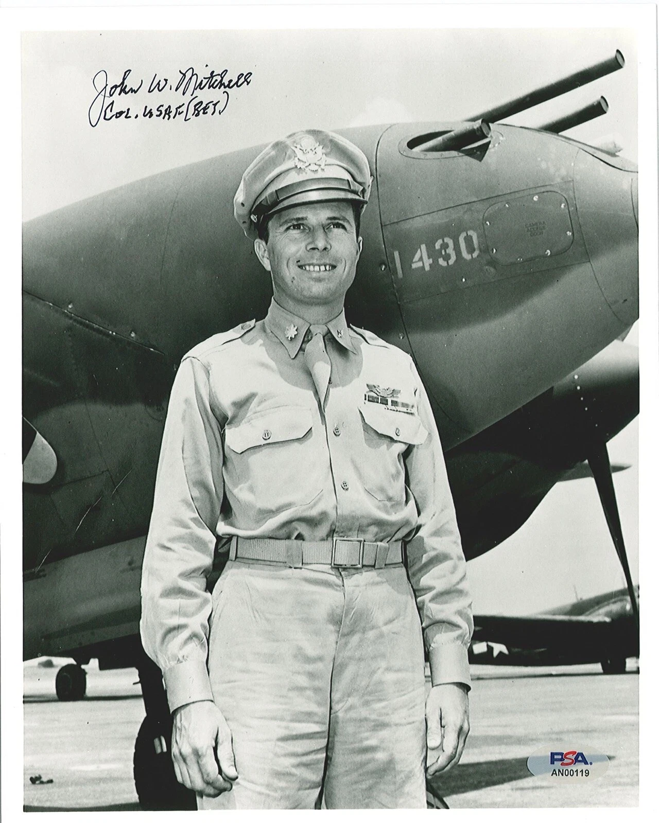 JOHN MITCHELL SIGNED 8X10 (D) PSA DNA WWII ACE 11V YAMAMATO MISSION ...