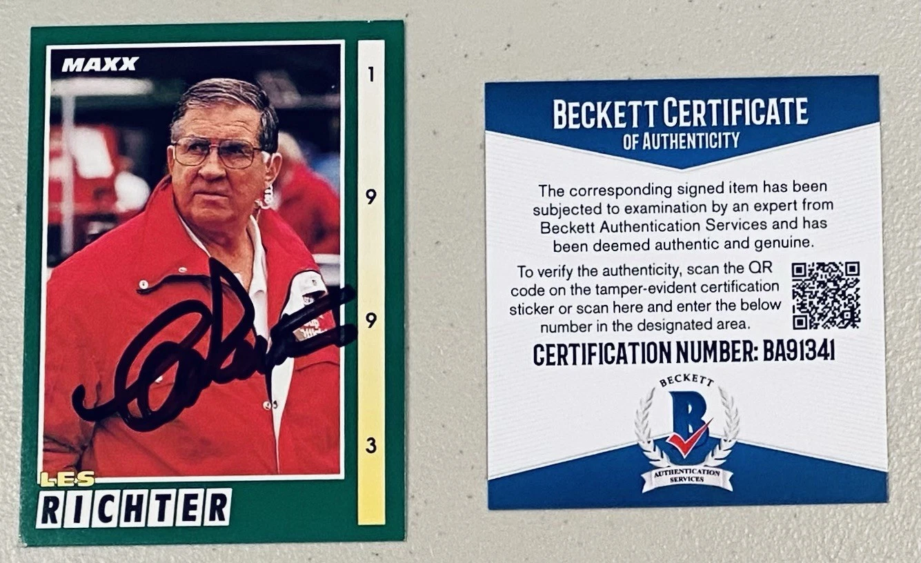 Les Richter Signed Autographed 1993 Maxx Card #229 BAS Beckett ...