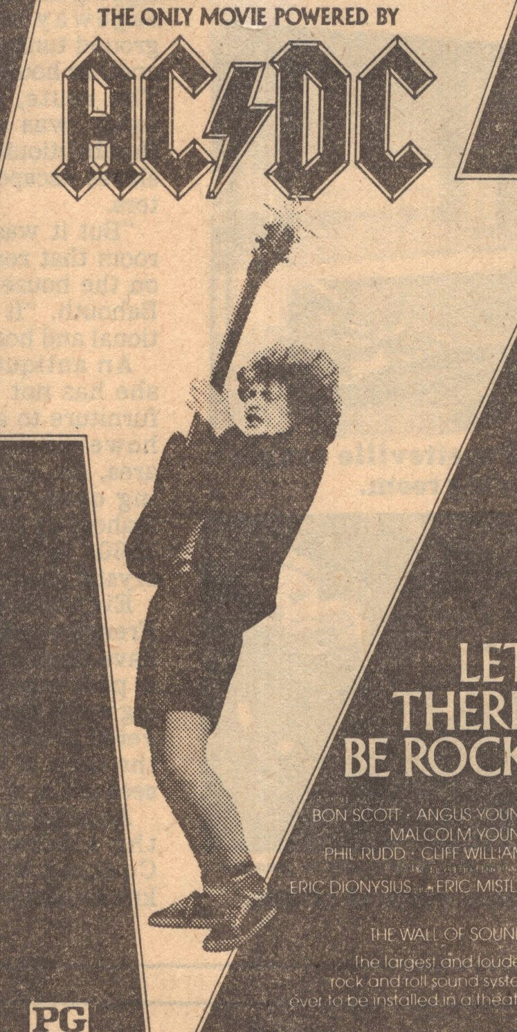 AC/DC VINTAGE NEWSPAPER CLIPPING FOR THE MOVIE LET THERE BE ROCK ANGUS ...