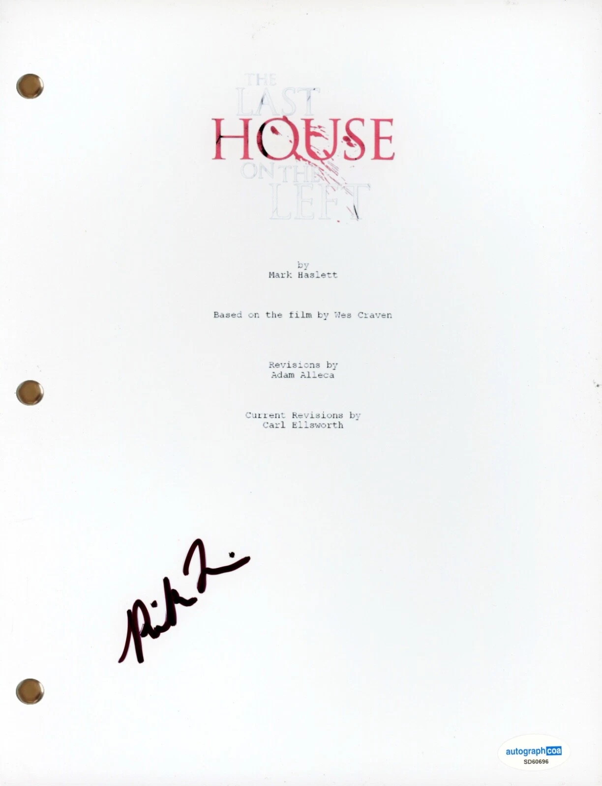 Riki Lindhome "The Last House on the Left" Signed Autograph Movie ...