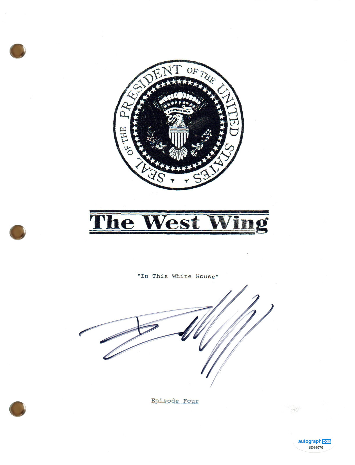 Bradley Whitford "The West Wing" Signed 'In This White House' Full ...