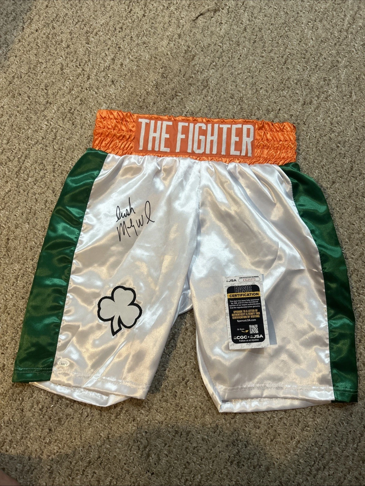 IRISH MICKY WARD SIGNED AUTOGRAPH BOXING TRUNKS JSA COA THE FIGHTER ...