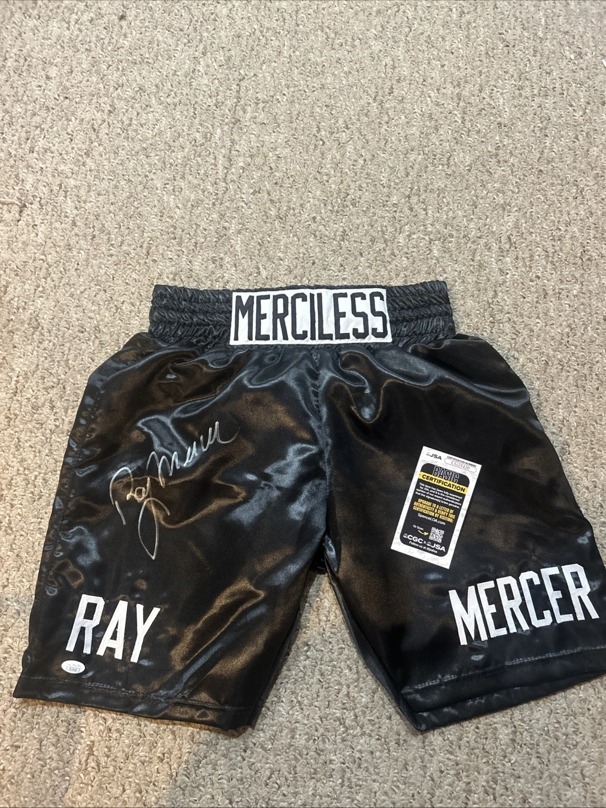 MERCILESS RAY MERCER SIGNED AUTOGRAPH BOXING TRUNKS JSA COA CHAMPION ...