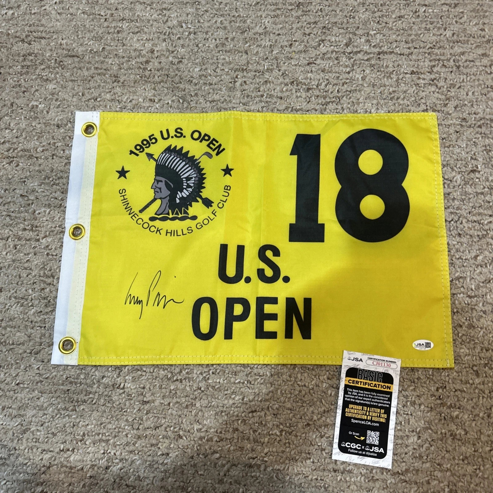 COREY PAVIN SIGNED AUTOGRAPH 1995 US OPEN PIN FLAG JSA COA SHINNECOCK ...