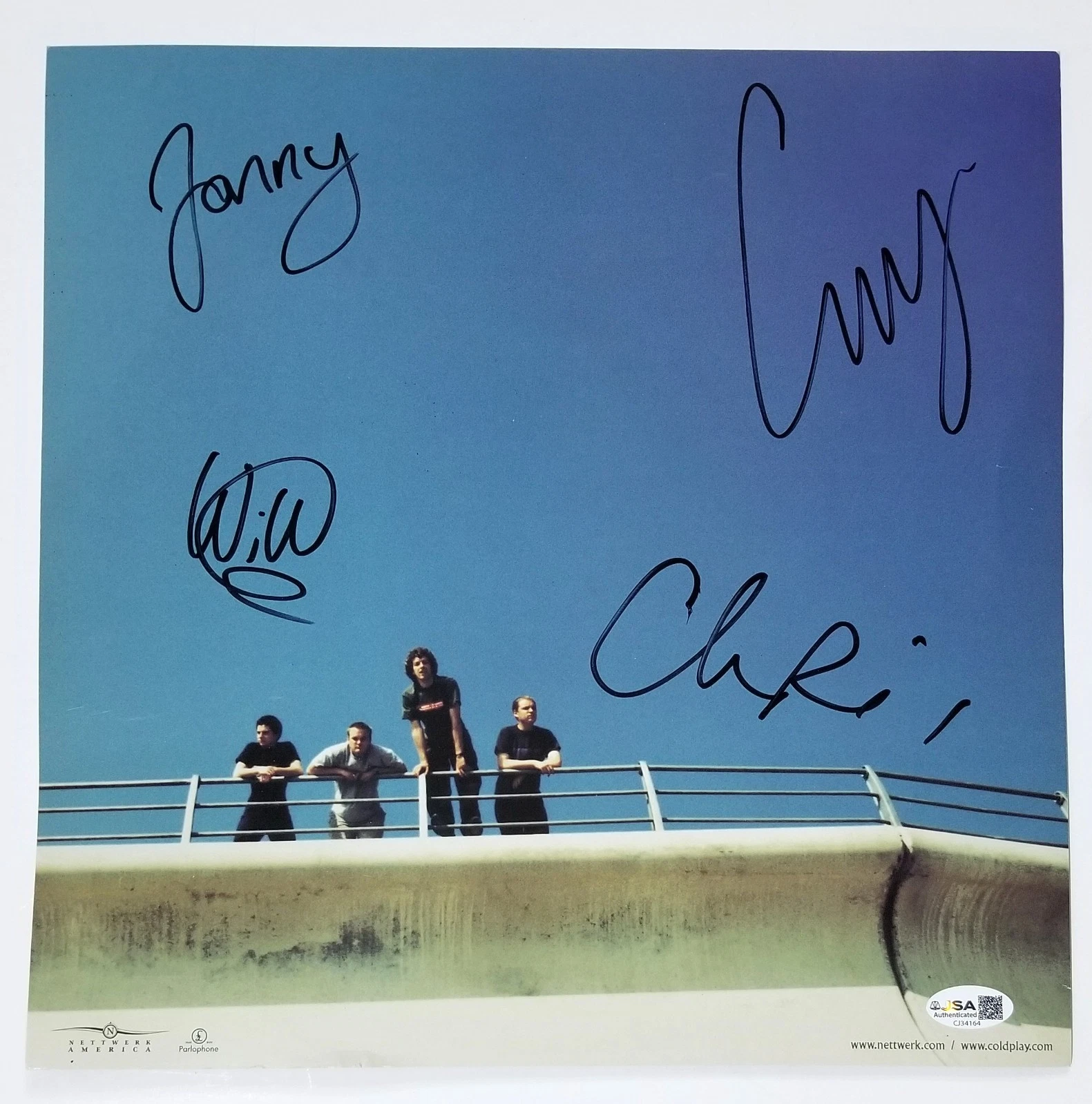 Coldplay full band hand SIGNED Parachutes Album Poster Flat JSA COA ...