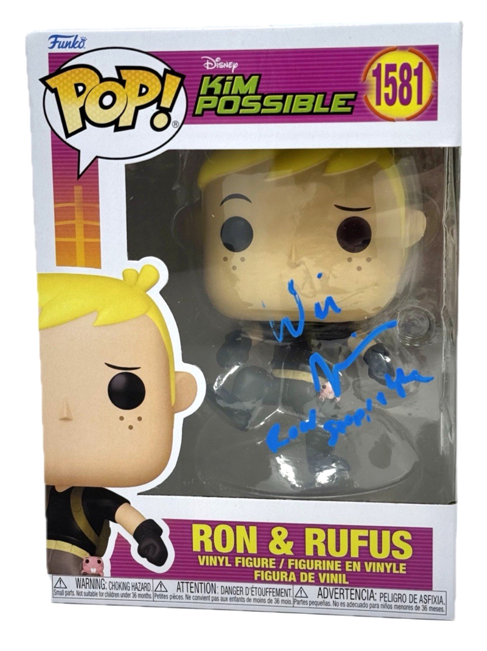 Will Friedle Signed Kim Possible Ron & Rufus Funko Pop 1581 Autograph ...