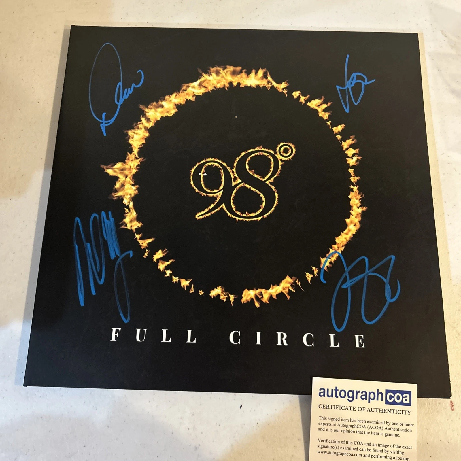 98 DEGREES SIGNED AUTOGRAPH VINYL ALBUM ACOA FULL CIRCLE RECORD LP | Autographia