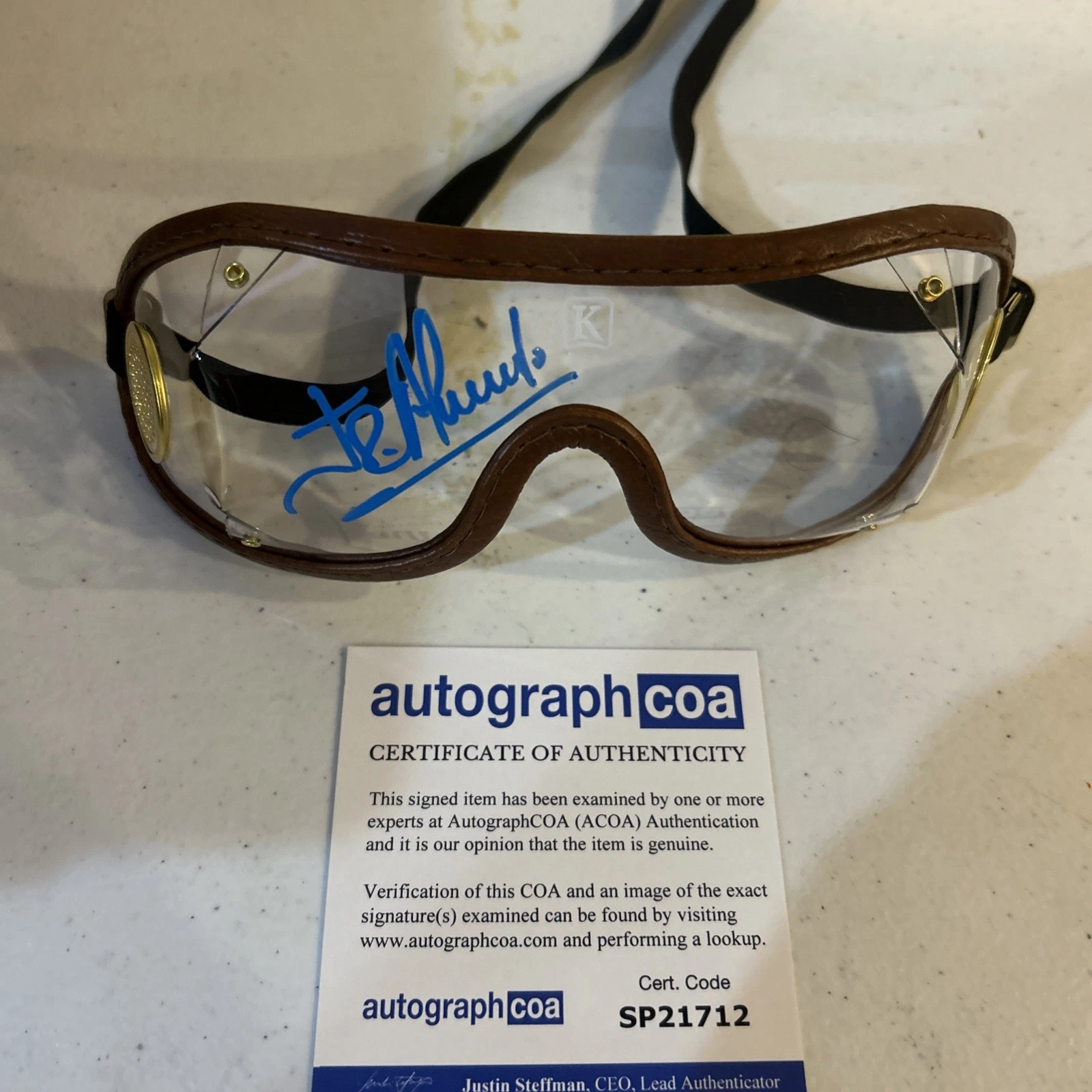 JUNIOR ALVARADO SIGNED AUTOGRAPH JOCKEY GOGGLES ACOA SOVEREIGNTY HORSE ...