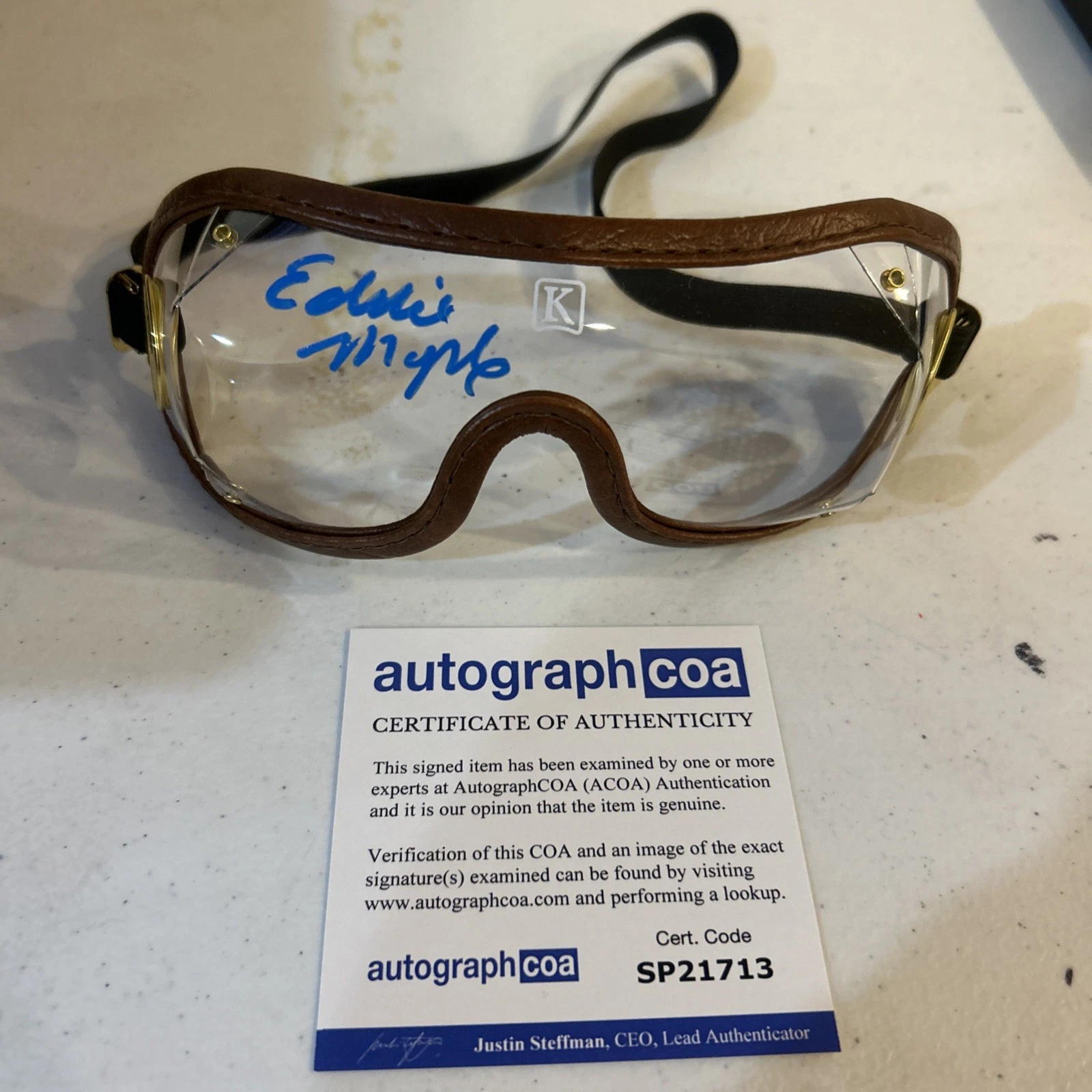 EDDIE MAPLE SIGNED AUTOGRAPH JOCKEY GOGGLES ACOA HORSE RACING | Autographia
