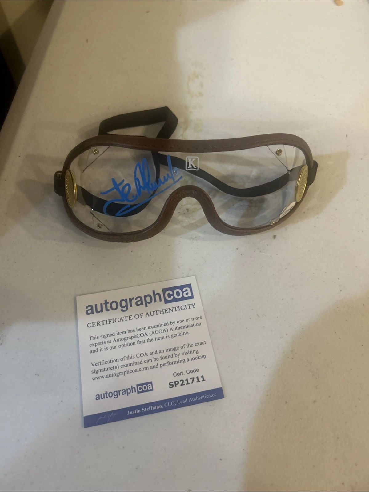 JUNIOR ALVARADO SIGNED AUTOGRAPH JOCKEY GOGGLES ACOA SOVEREIGNTY HORSE ...