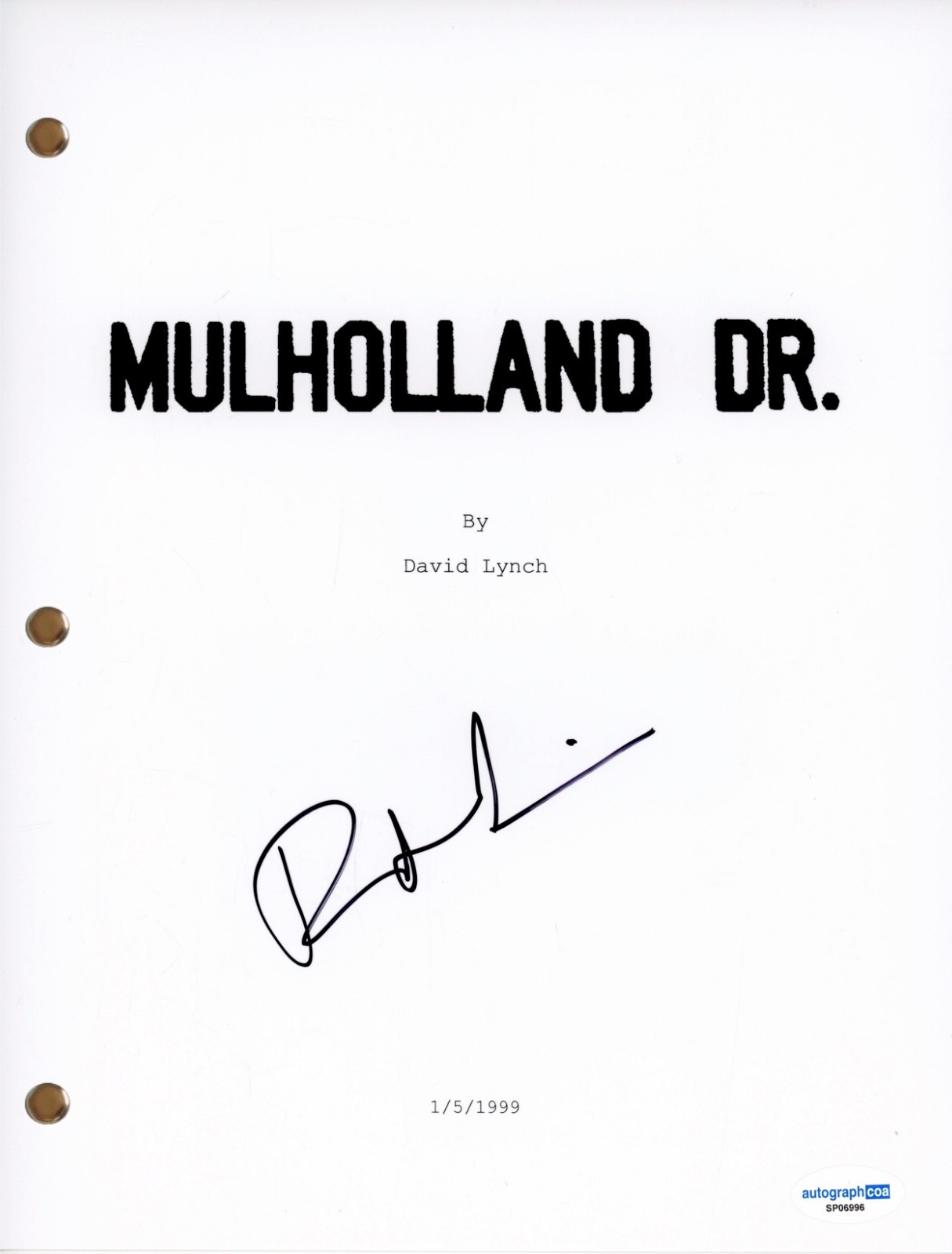 Patrick Fischler Mulholland Drive Signed Autograph Movie Script ...