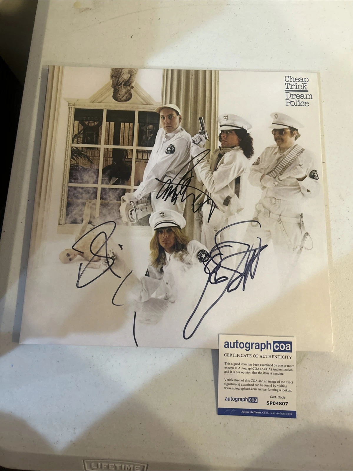 CHEAP TRICK SIGNED AUTOGRAPH VINYL ALBUM ACOA DREAM POLICE RECORD RICK ...