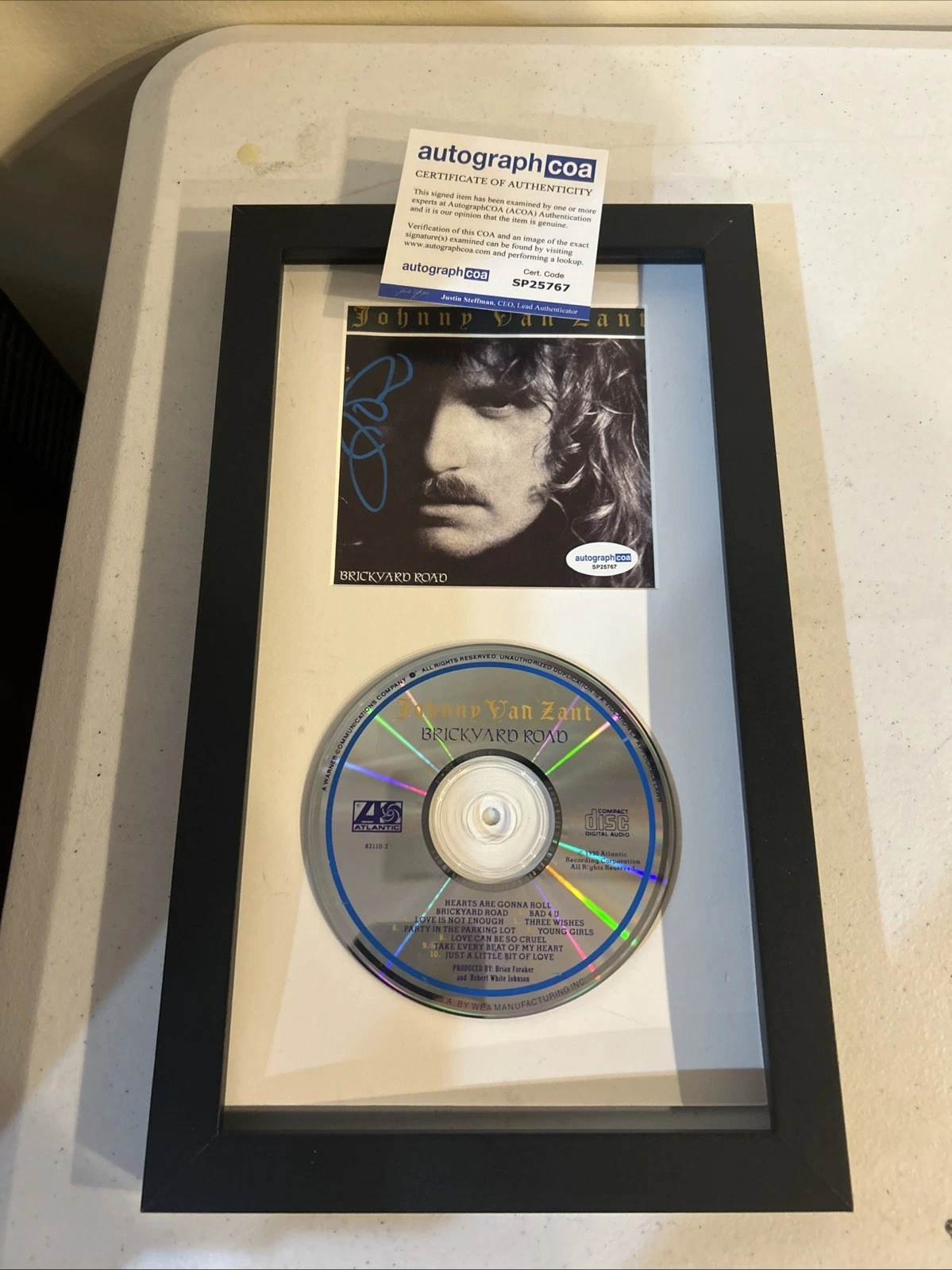 JOHNNY VAN ZANT SIGNED AUTOGRAPH FRAMED CD DISPLAY ACOA BRICKYARD ROAD ...