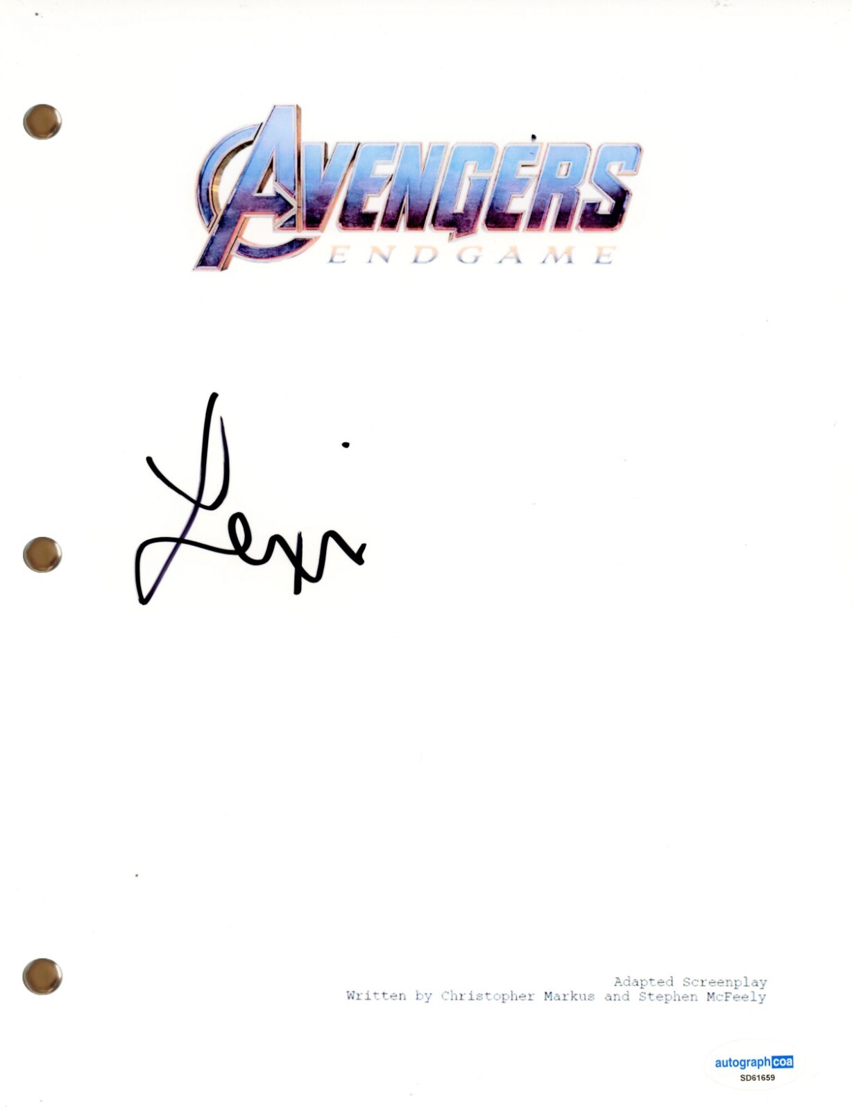 Lexi Rabe "Avengers: Endgame" Signed Autograph Full Movie Script Marvel ...