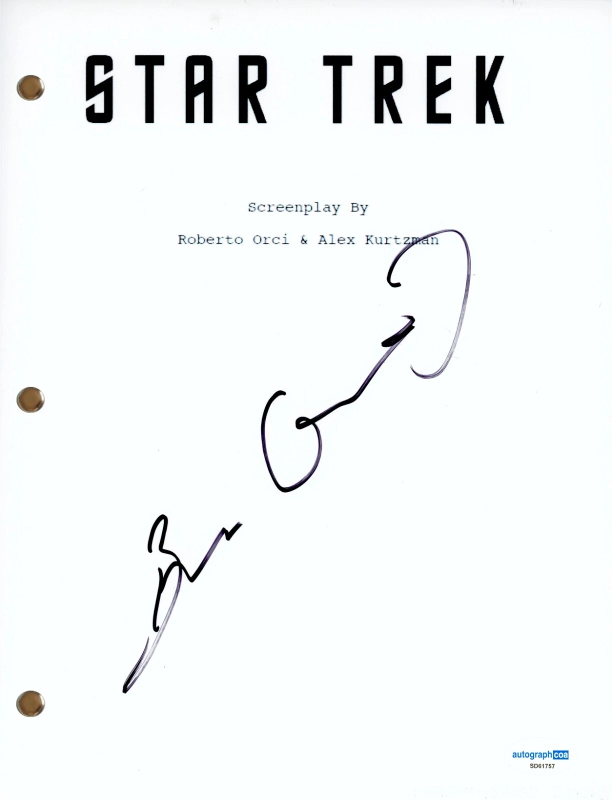 Bruce Greenwood "Star Trek" Signed Autograph Movie Script Full ...