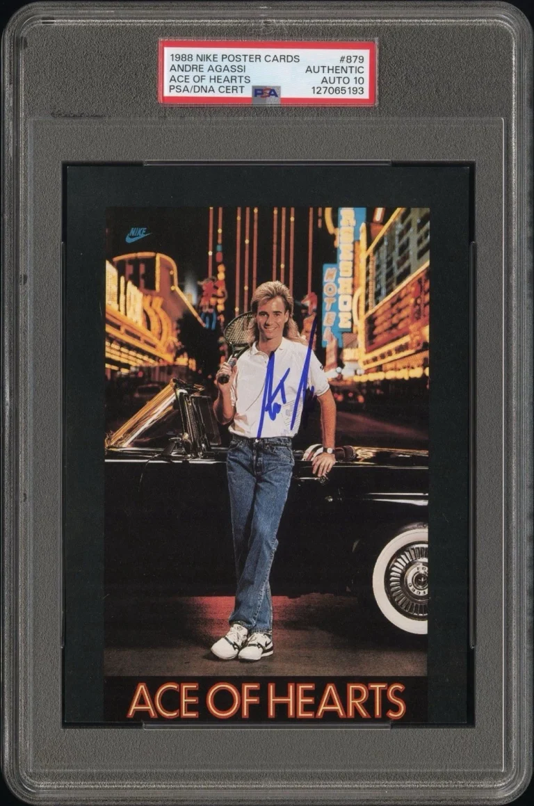 1988 Nike Poster Cards #879 Andre Agassi Signed Ace Of Hearts PSA GEM ...