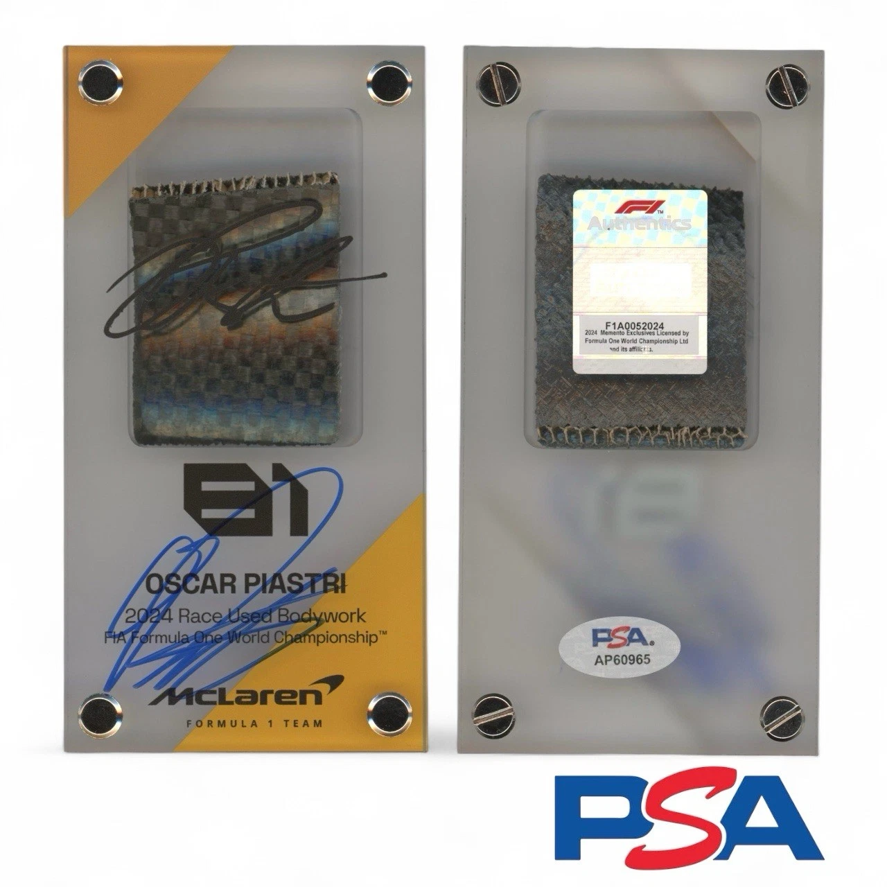 Oscar Piastri Signed 2024 F1 Race Used Bodywork #81 MCL38 McLaren PSA AUTO | Autographia