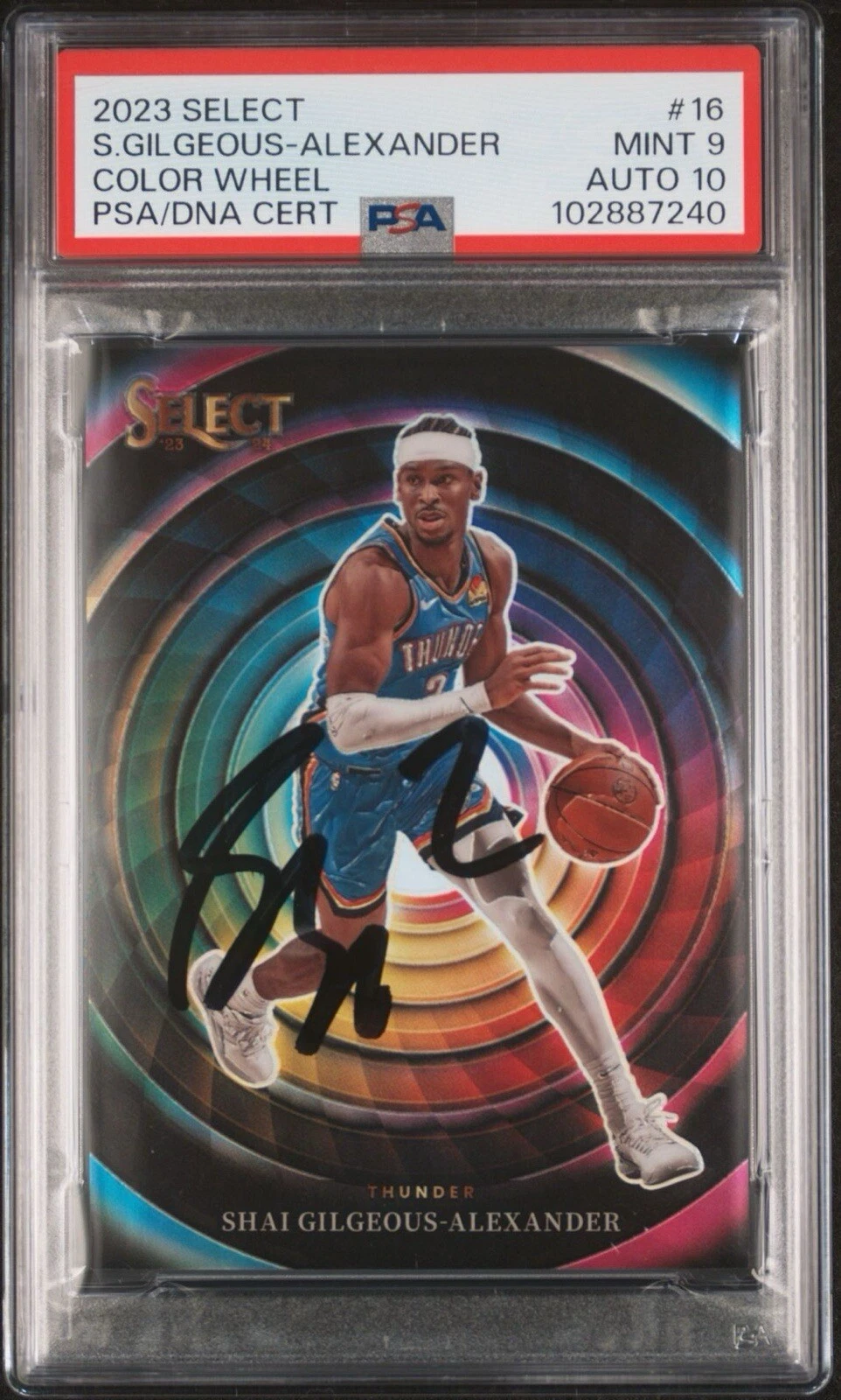 2023 Select #16 Shai Gilgeous-Alexander Color Wheel Auto PSA MINT 9/GEM ...