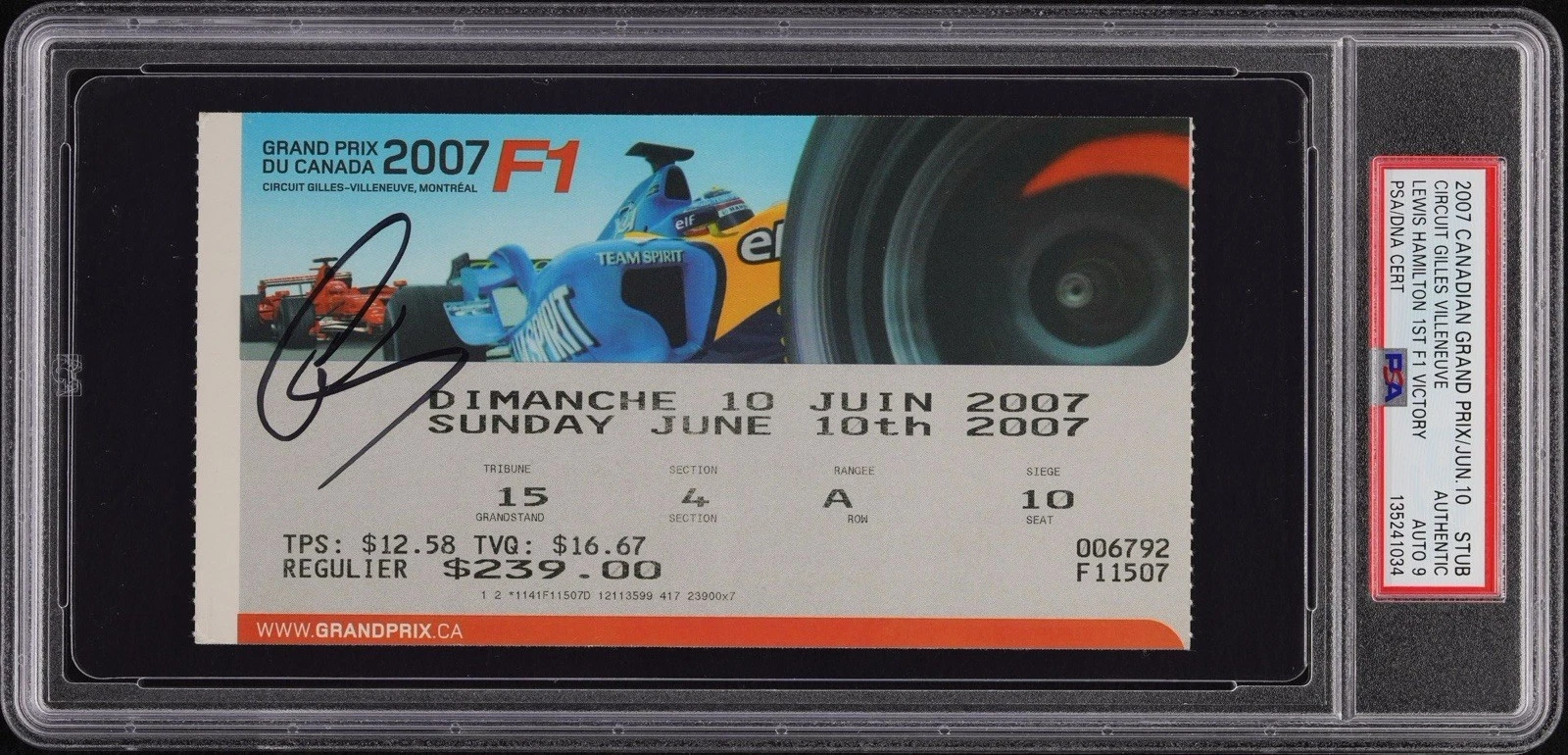 Lewis Hamilton Signed 2007 Canadian Grand Prix 1st F1 Victory Ticket ...