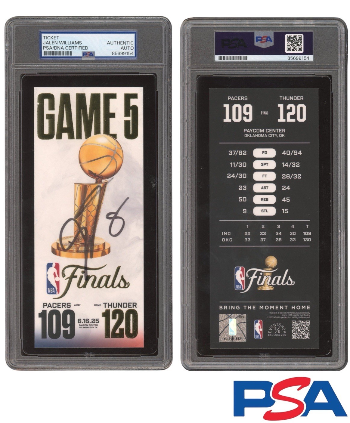 Jalen Williams Signed 2025 NBA Finals Game 5 40 Points Ticket PSA AUTO ...