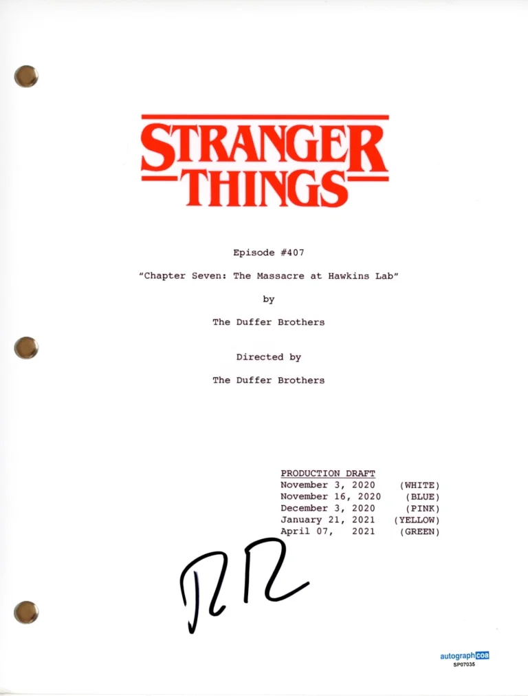 Ross Duffer "Stranger Things" Signed Autograph Full Episode 407 Script ...