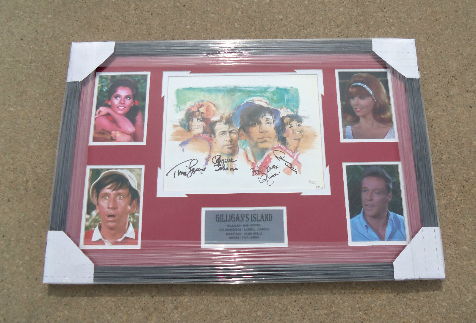 JSA GILLIGANS ISLAND Cast Signed Autographed FRAMED Print GINGER MARY ...