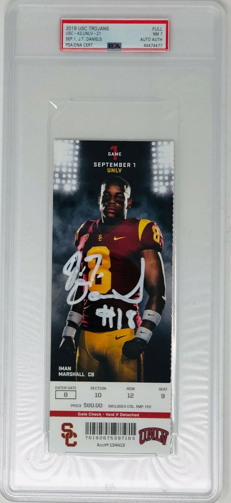 PSA/DNA USC Trojans #18 JT DANIELS Signed Autographed Football Debut ...