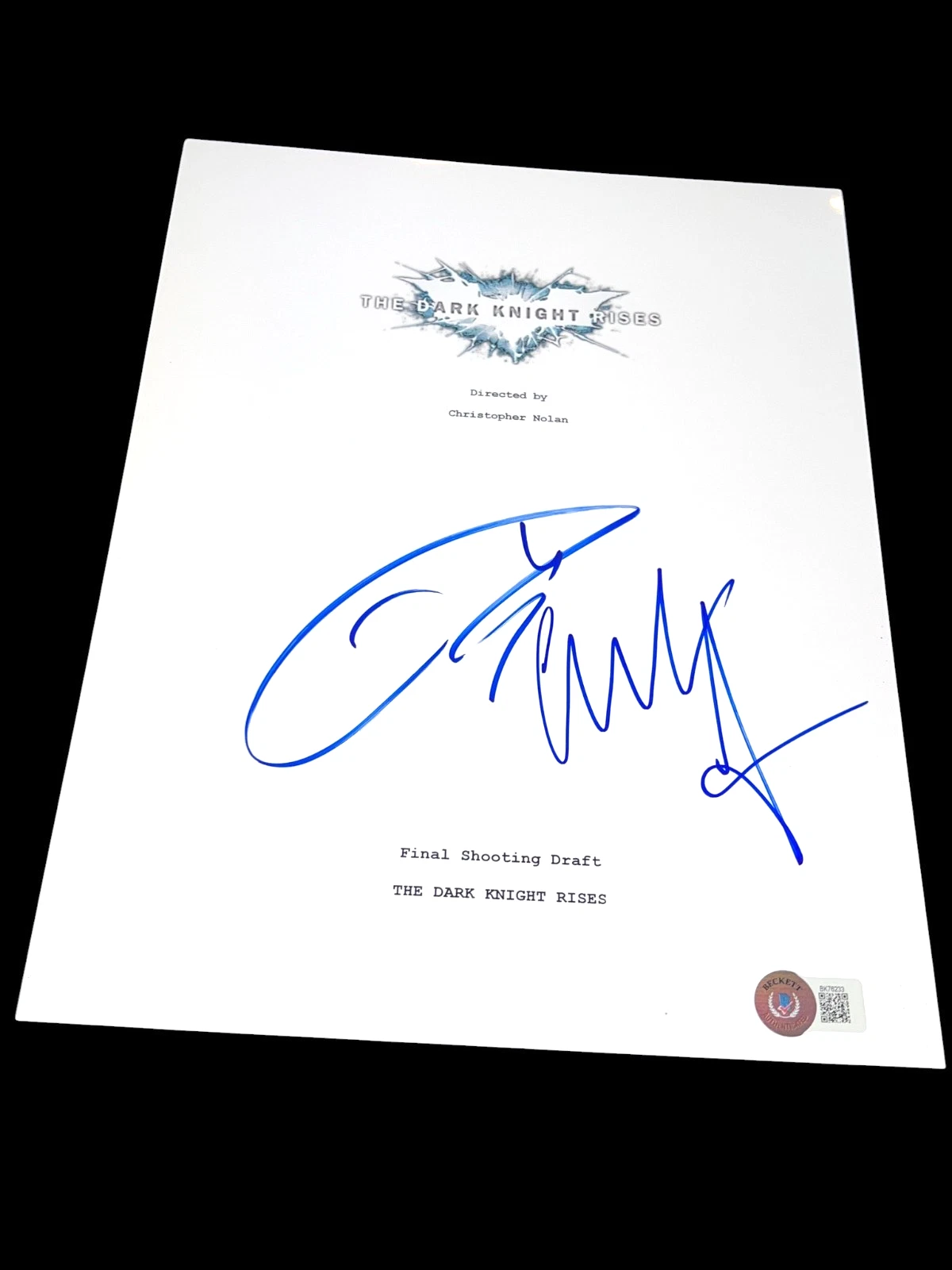 CHRISTIAN BALE TOM HARDY SIGNED MOVIE SCRIPT DARK KNIGHT RISES BECKETT ...