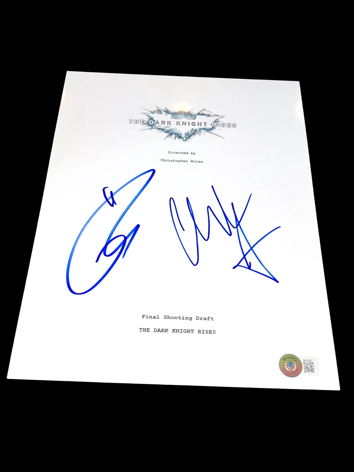 CHRISTIAN BALE TOM HARDY SIGNED MOVIE SCRIPT DARK KNIGHT RISES BECKETT ...