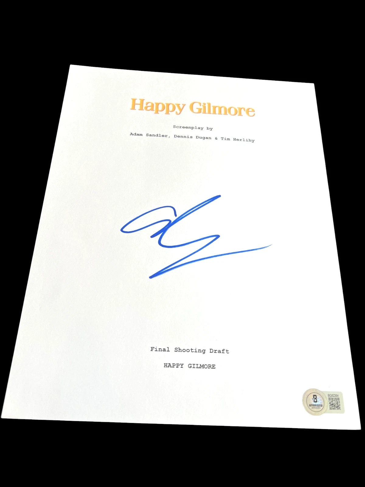 ADAM SANDLER SIGNED AUTOGRAPH MOVIE SCRIPT HAPPY GILMORE BECKETT BAS ...