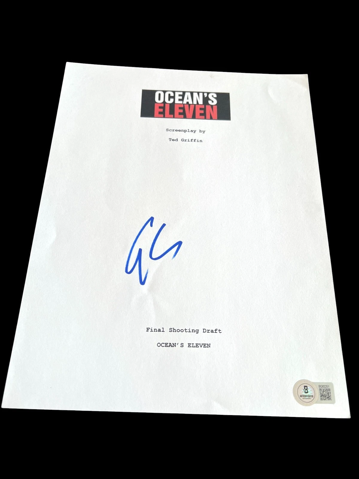 GEORGE CLOONEY SIGNED AUTOGRAPH MOVIE SCRIPT OCEANS ELEVEN PITT BECKETT ...