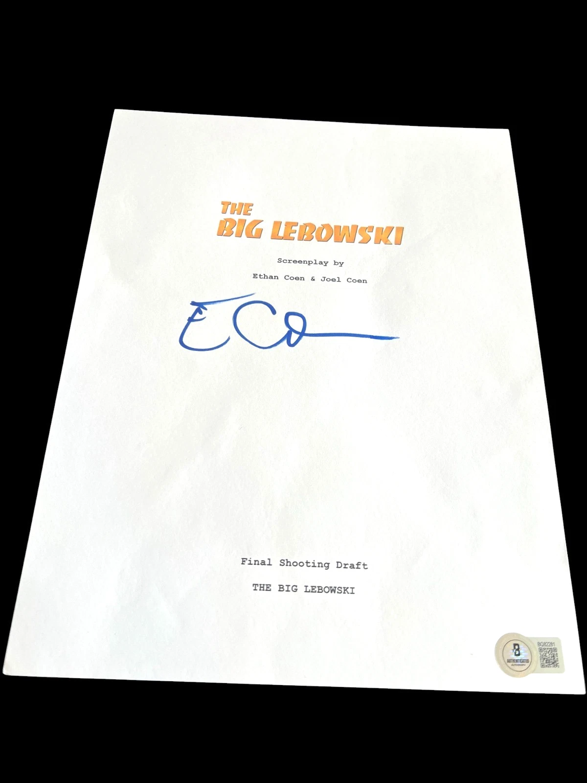 ETHAN COEN SIGNED AUTOGRAPH MOVIE SCRIPT BIG LEBOWSKI BECKETT BAS COA ...