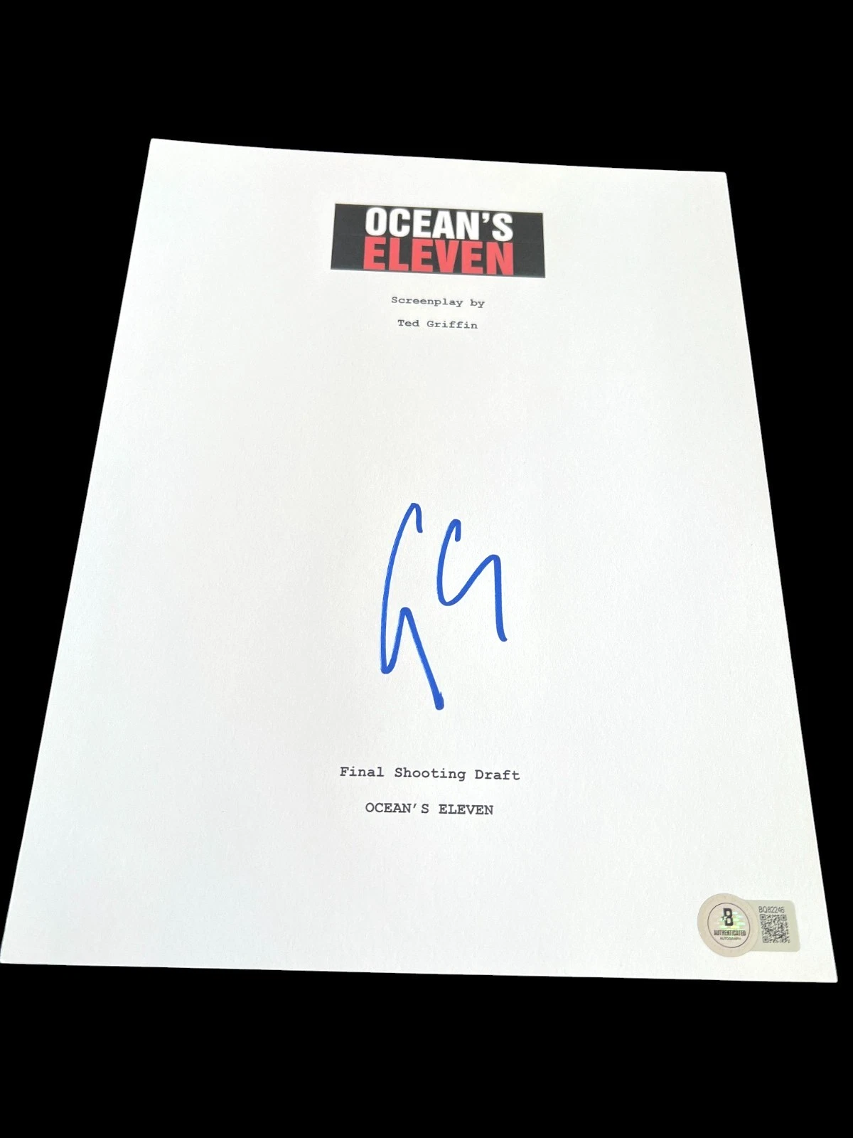 GEORGE CLOONEY SIGNED AUTOGRAPH MOVIE SCRIPT OCEANS ELEVEN PITT BECKETT ...