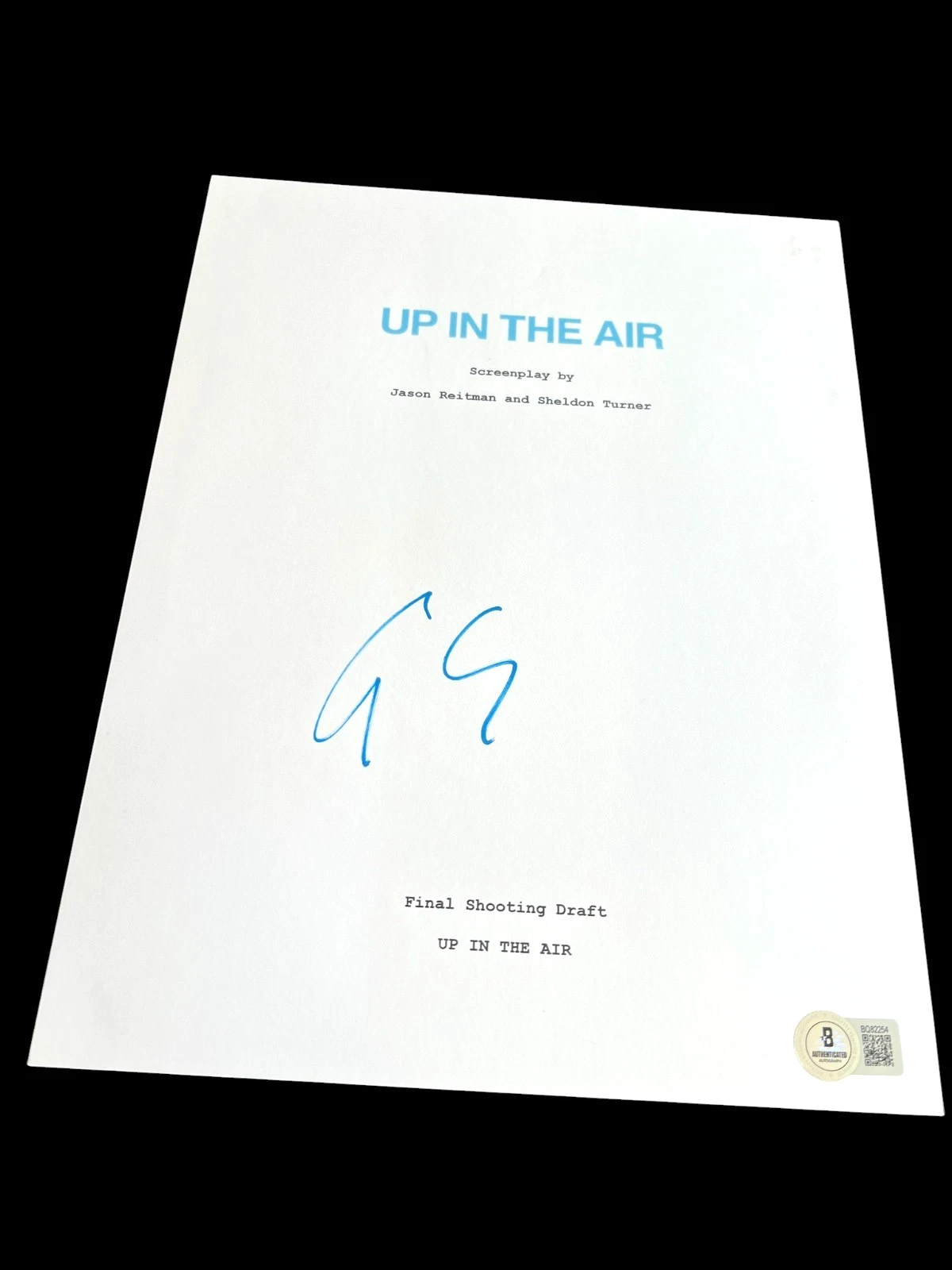 GEORGE CLOONEY SIGNED AUTOGRAPH MOVIE SCRIPT UP IN AIR BECKETT BAS COA ...