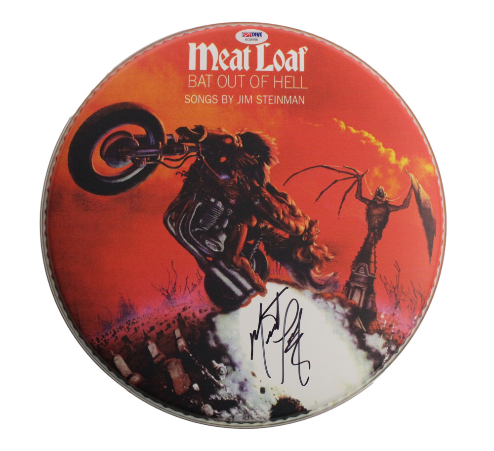 MEAT LOAF SIGNED AUTOGRAPH CUSTOM 12" BAT OUT OF HELL DRUMHEAD - FIGHT ...