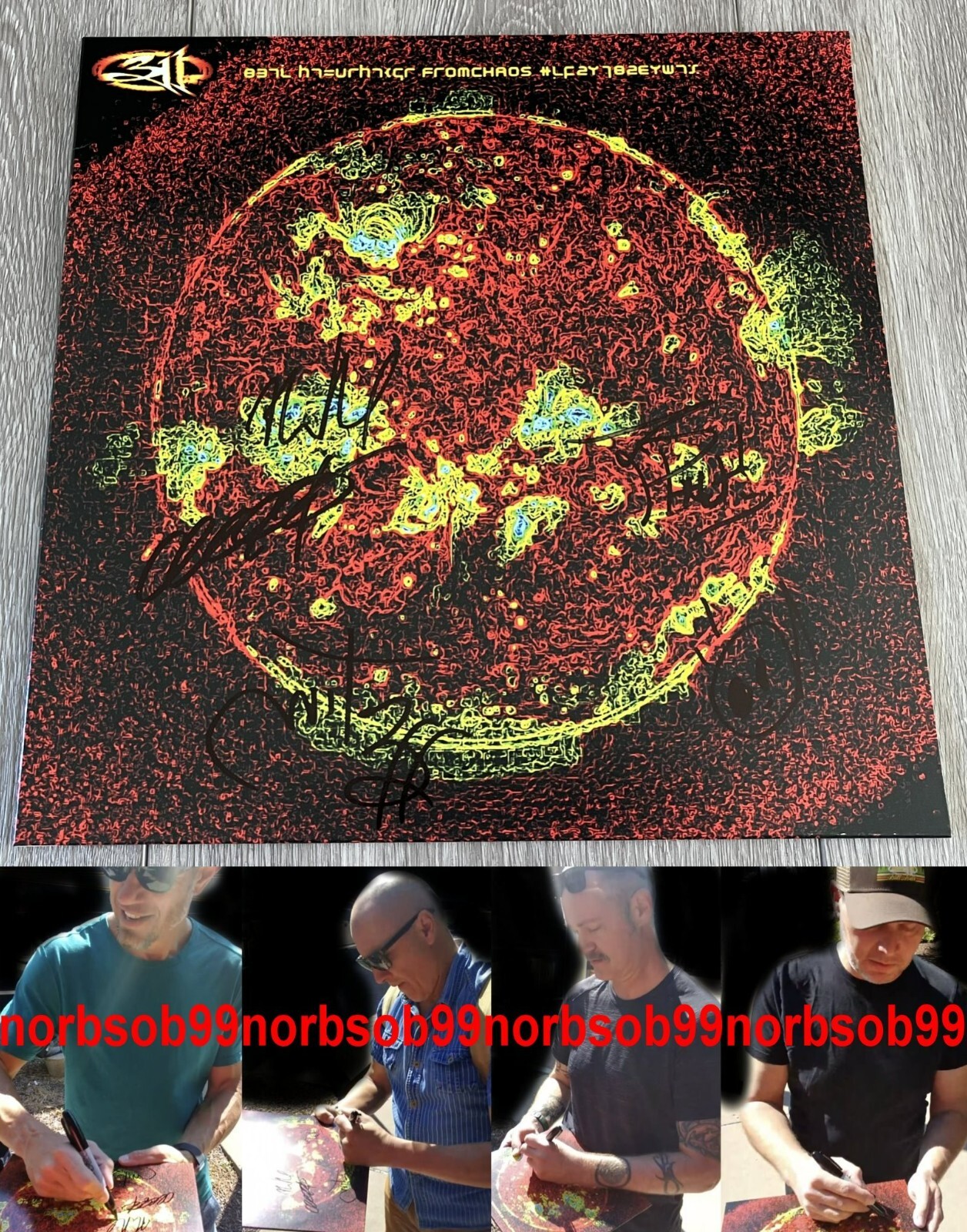 311 SIGNED AUTOGRAPH FROM CHAOS VINYL ALBUM RECORD NICK HEXUM +4 w ...