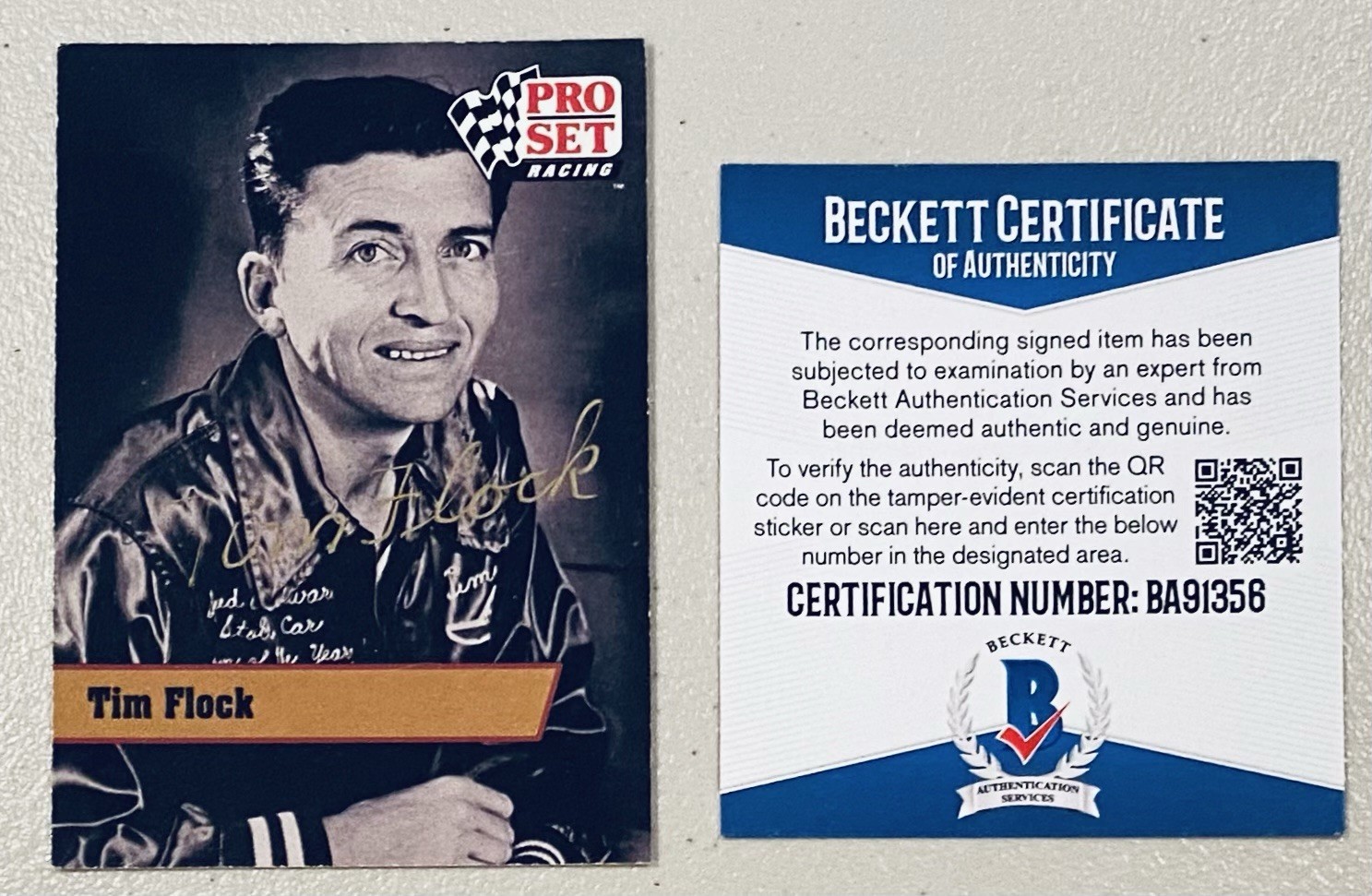Tim Flock Signed Autographed 1991 Pro Set Card #L18 Beckett BAS NASCAR ...